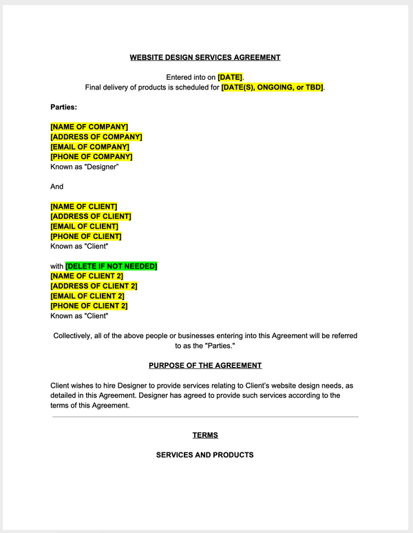Website Designer Contract Template - The Contract Shop®